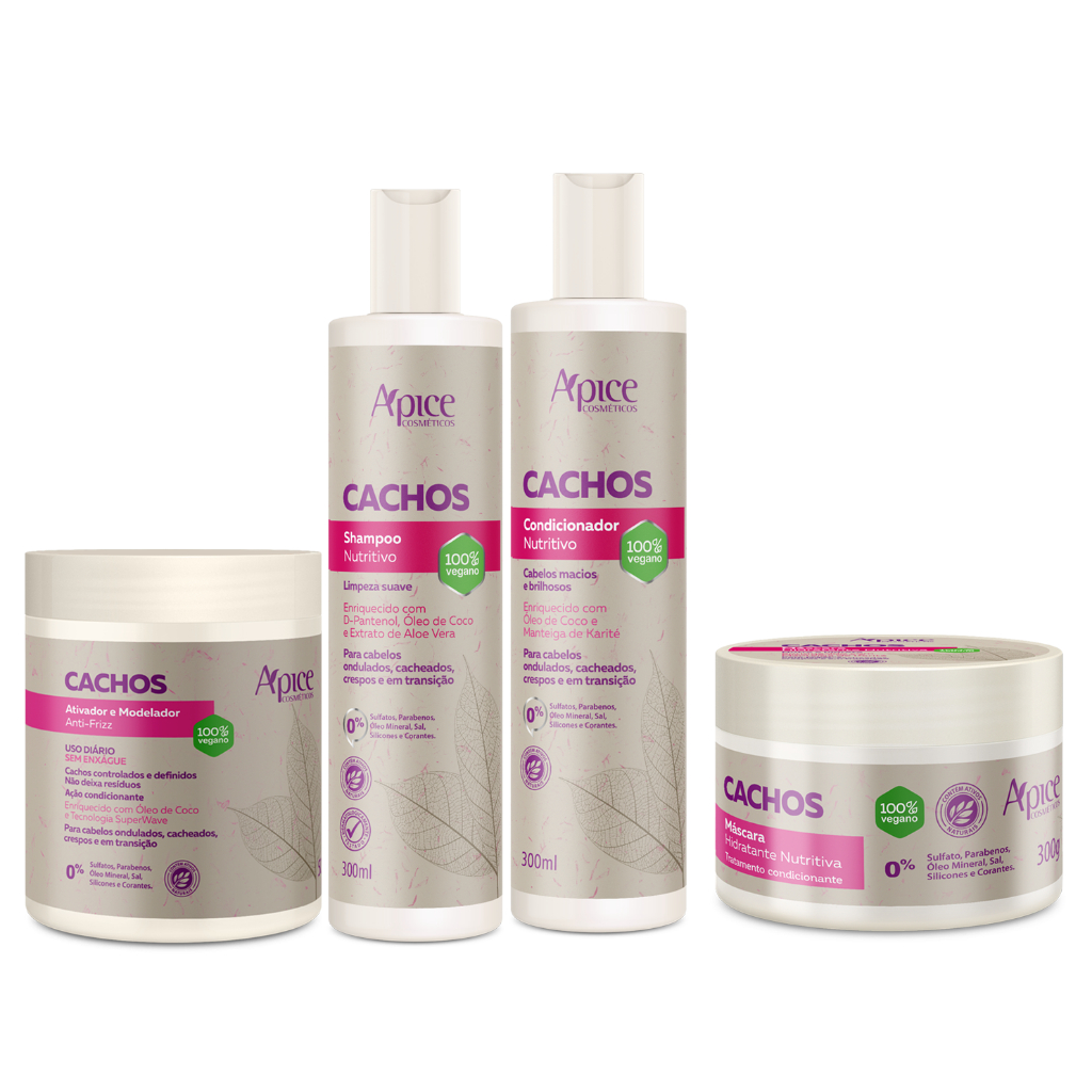 Kit Cachos Apse - Shampoo, Condicionador, Máscara e Ativador (4 ITENS) | Shopee Brasil