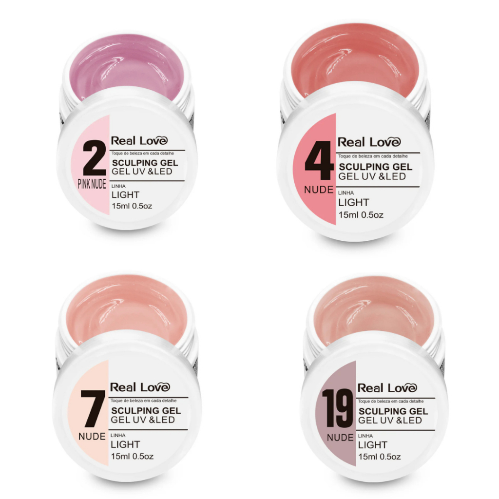 KIT com 4 Gel de Modelagem para Unhas Sculpting Gel 15ml - Real Love ...