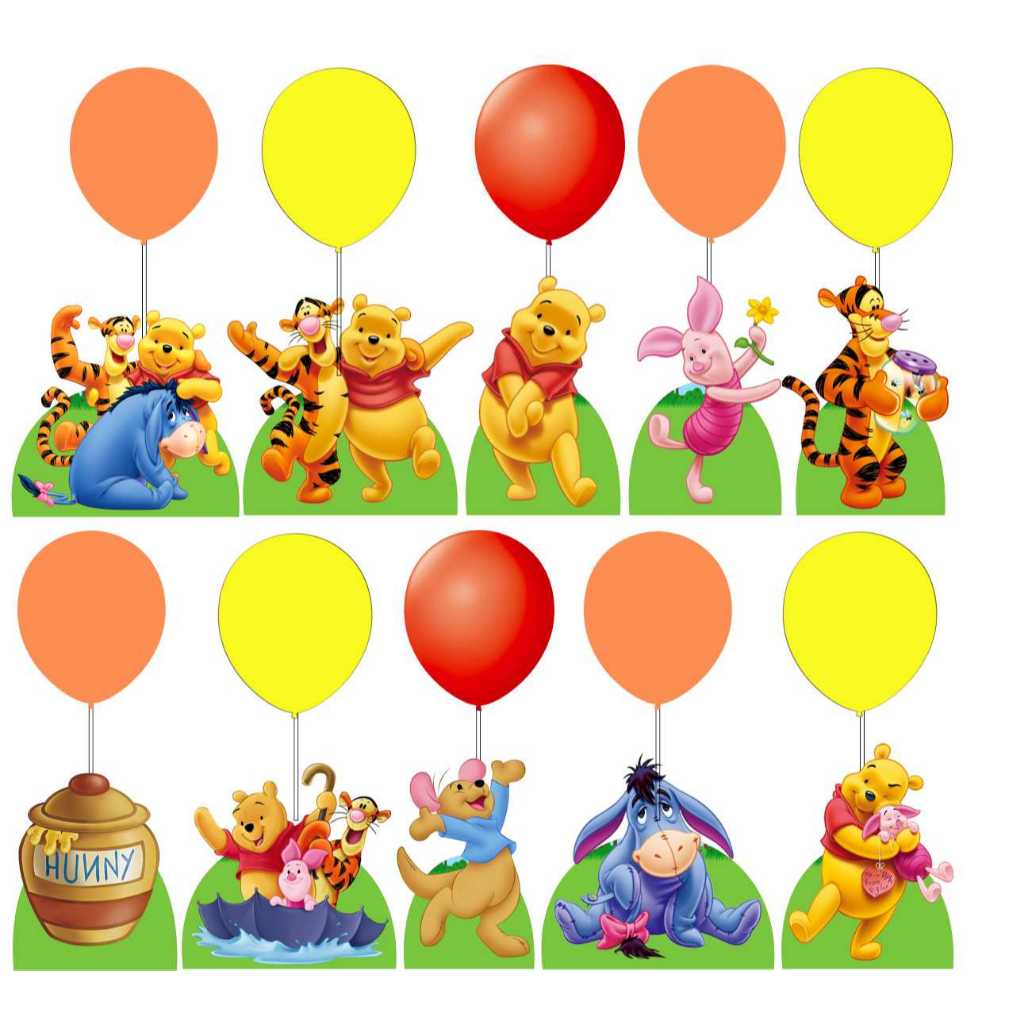 Urso Pooh Puff Kit Centro de Mesa com Balão Display Decoração Festa ...