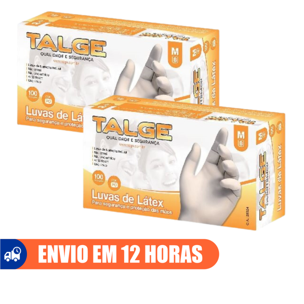 200 Luvas de Látex Com Pó Branca Talge | Shopee Brasil