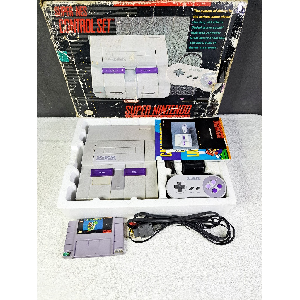 Console Super Nintendo Fat Complteo na caixa com Manual com Super Mario ...