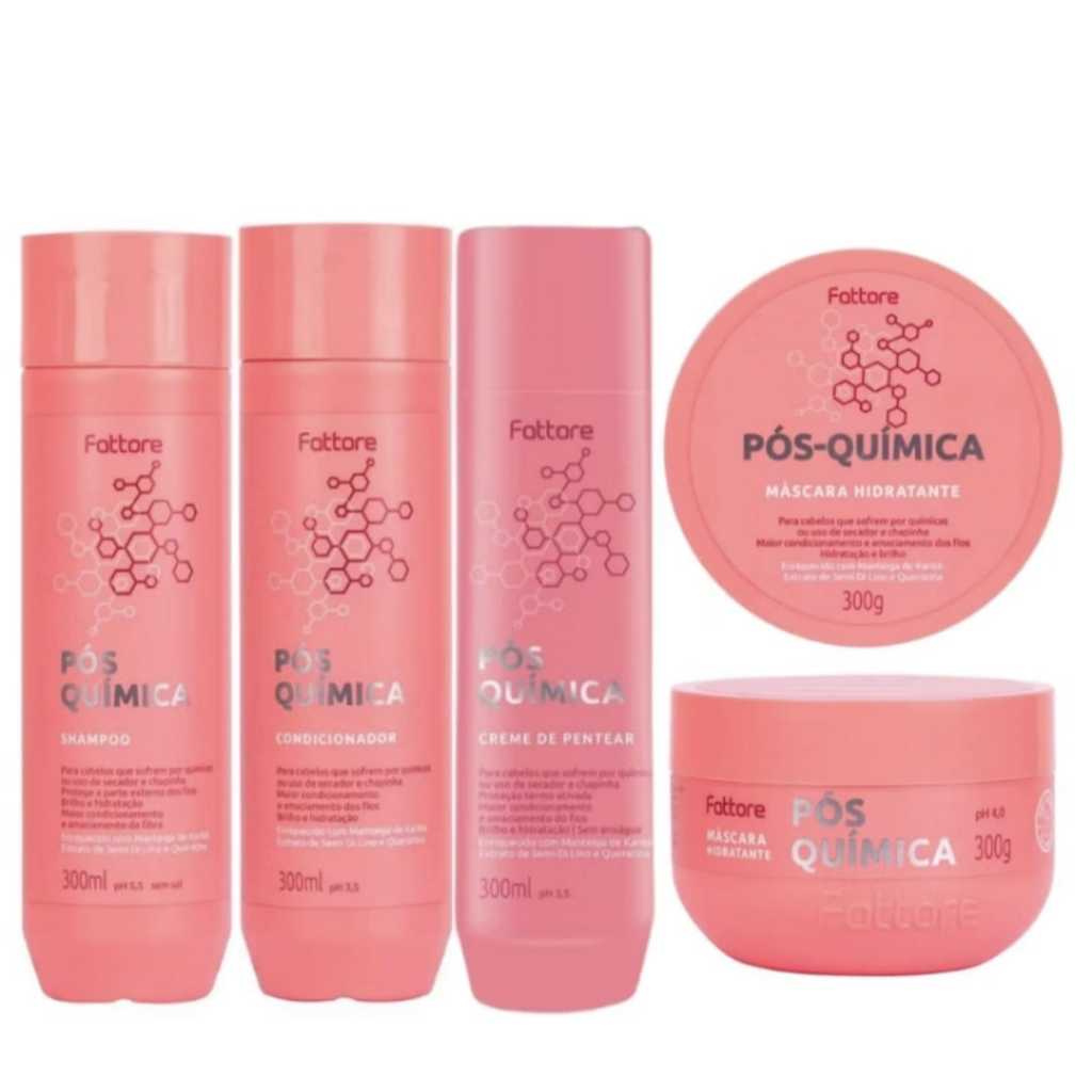 KIT SHAMPOO 300ML + CONDICONADOR 300ML + MASCARA 300G + CREME PENTEAR ...