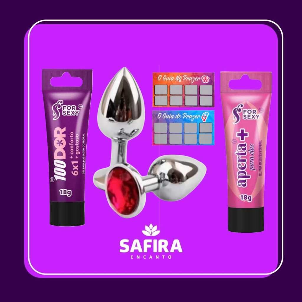Kit Gel 100Dor 6X1 + Plug Anal Aço + Gel Lubrificante Apertadinha ...
