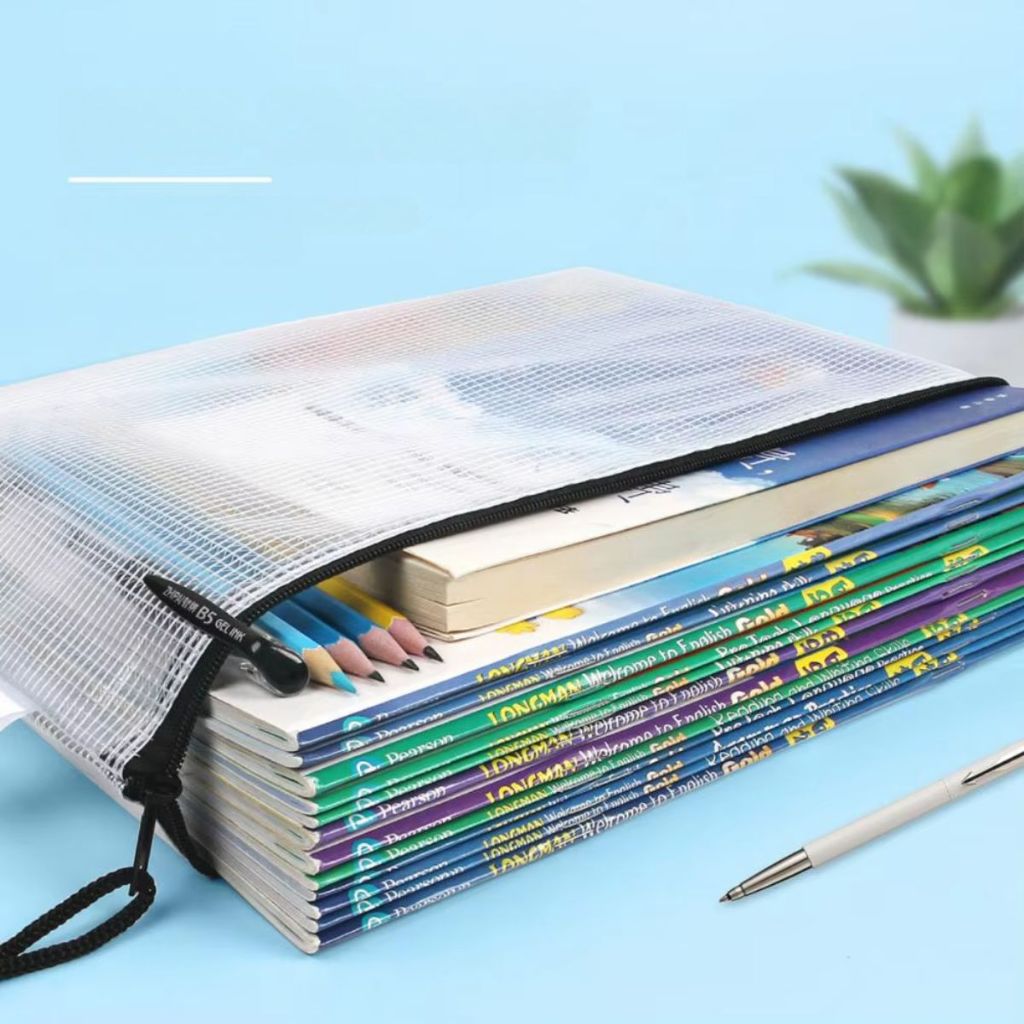 KIT 5 Envelope com Ziper PVC Grande Pequeno Envelope P/ Dinheiro Documentos Livros Pasta A4/A5 ...