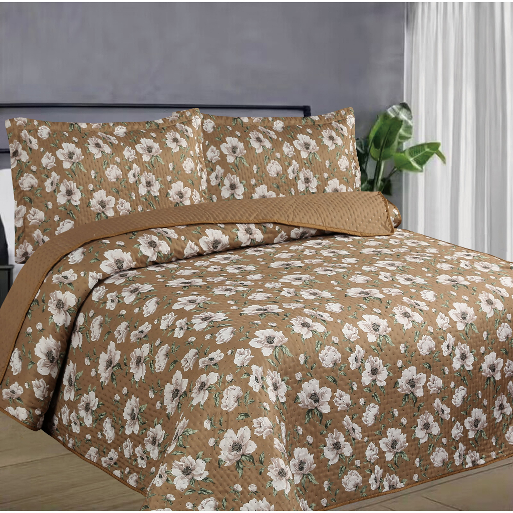 Kit Colcha Violeta Queen Dupla Face Cobre Leito Estampado | Shopee Brasil