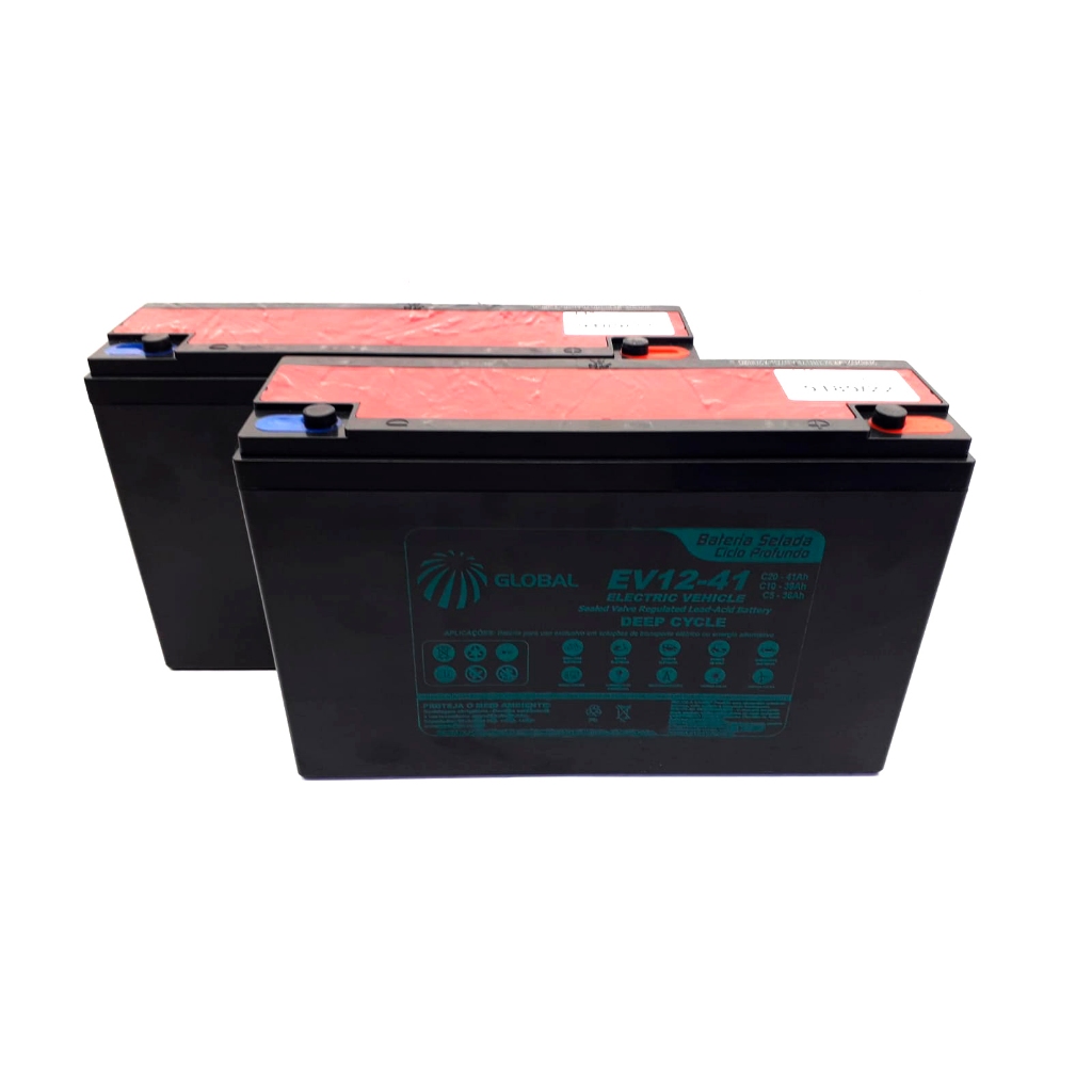 Kit 2 Baterias 12v 41ah Tipo Ev12-41 Global Cadeira Ortobras | Shopee ...