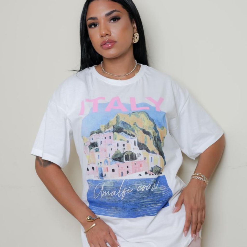 Camiseta feminina Max Italy 100% algodão | Shopee Brasil