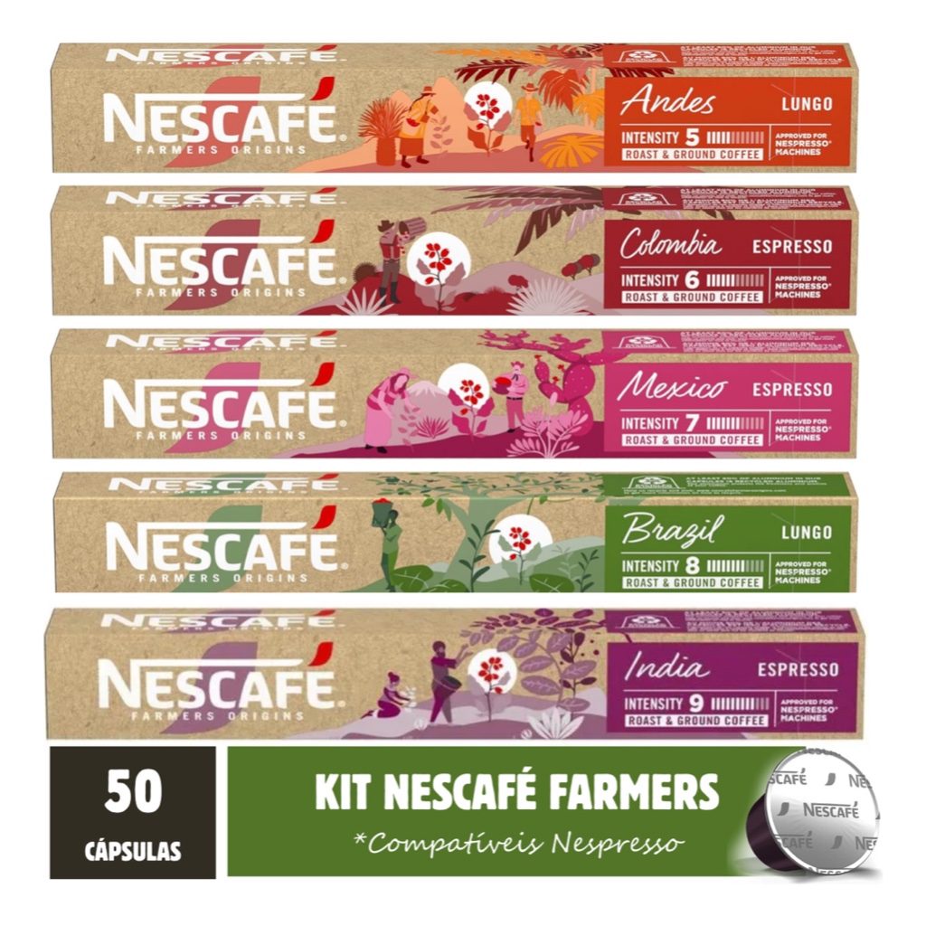 Kit Café Nescafé Farmers Origins Cápsulas Nespresso Colombia Andes ...