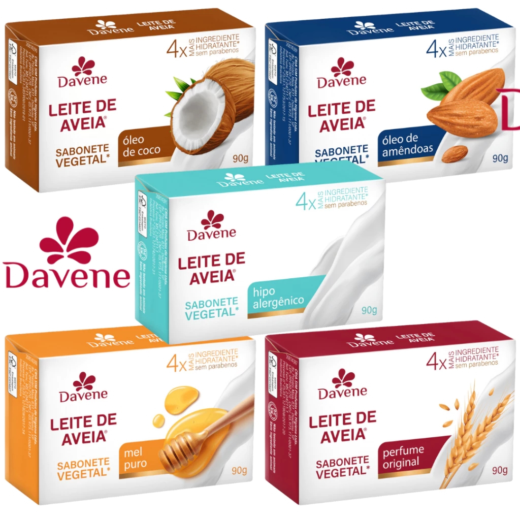 Kit 10x Sabonetes Davene Vegetal Leite de Aveia 90g - Diversas ...