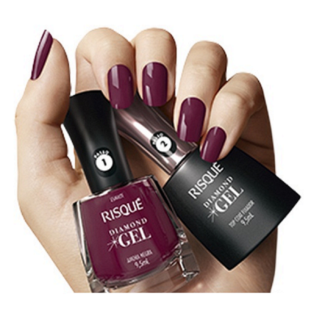 Kit Esmalte Risque Diamond Gel + Top Coat escolha a sua Cor | Shopee Brasil