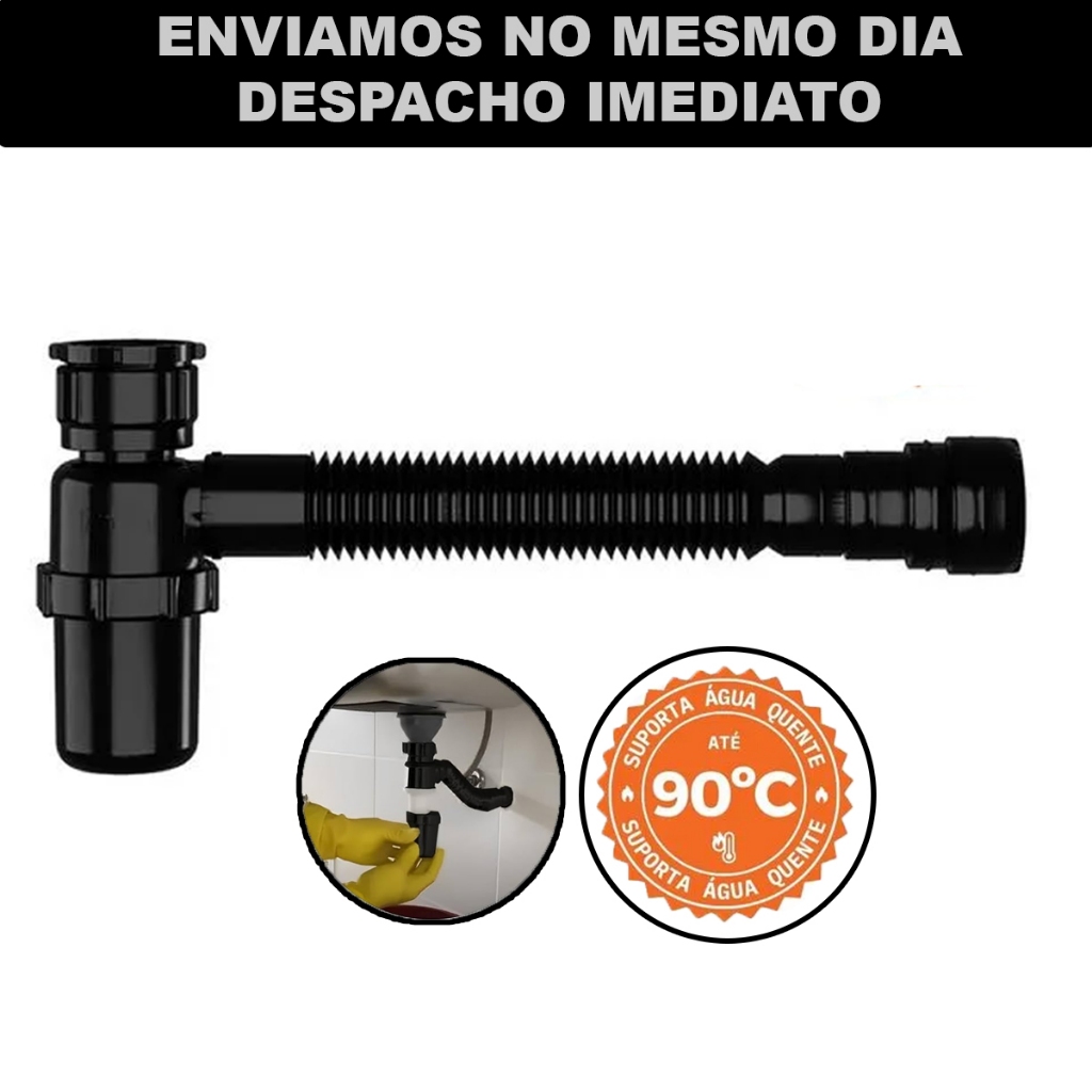 Sifão Sanfonado Universal Preto com Copo Astra SSUC3 | Shopee Brasil