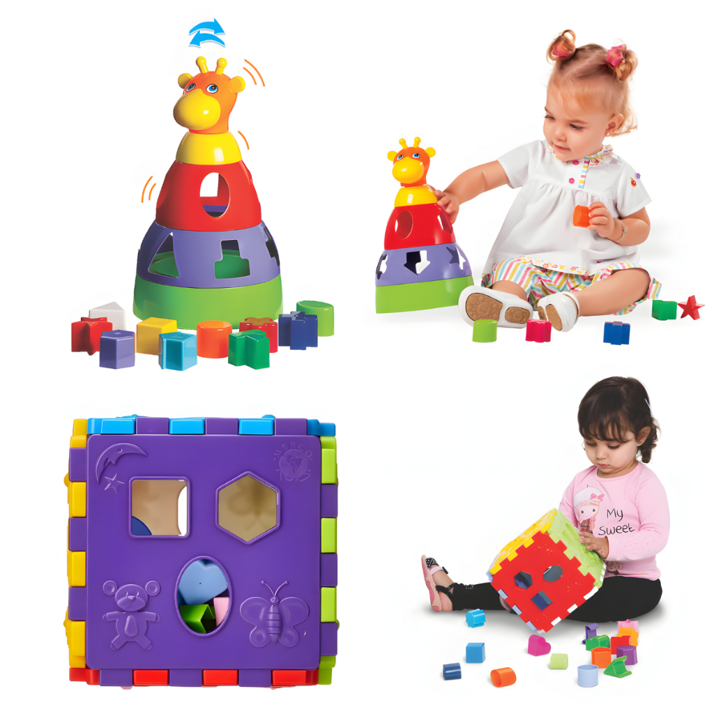 kit Cubo Didático + Girafa João Bobo Brinquedo Educativo 2 em 1 para ...