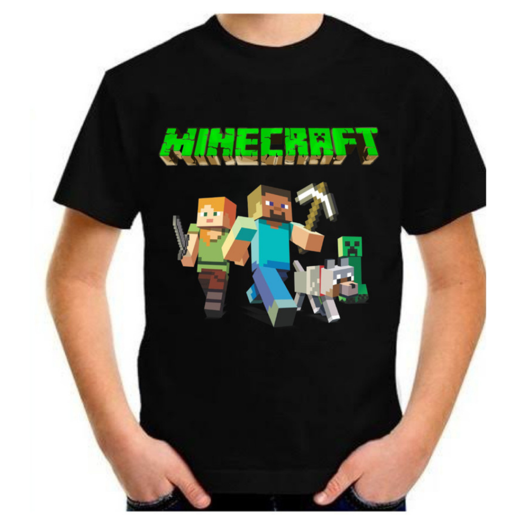 Camiseta Do Minecraft Jogo Camisa Feminina Masculina e Infantil 100% ...