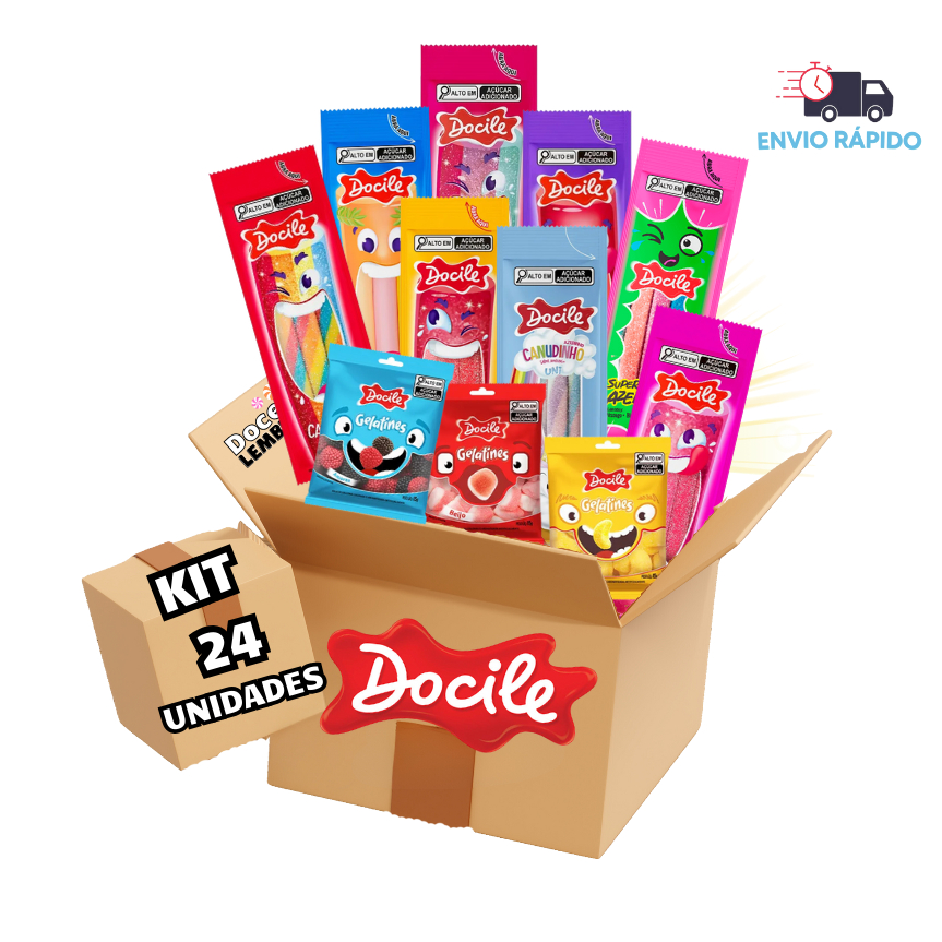 Kit com 24 Balas Canudinho e Gelatina tipo fini 15g Sortida - Docile ...