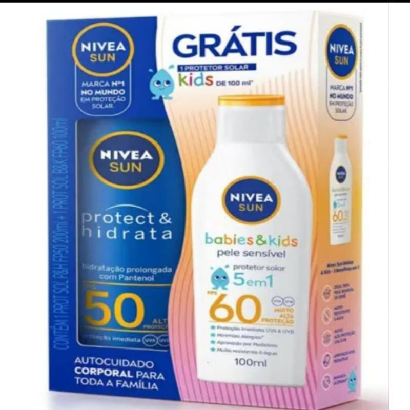 Kit Protetor Solar Corporal Nivea Sun Protect & Hidrata com 1 Protetor ...