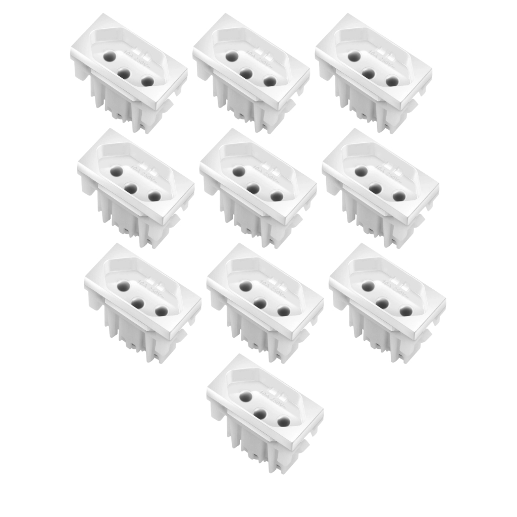 Kit c/ 10 Módulos Alumbra Siena Tomada 10a 2p+t 6079 | Shopee Brasil