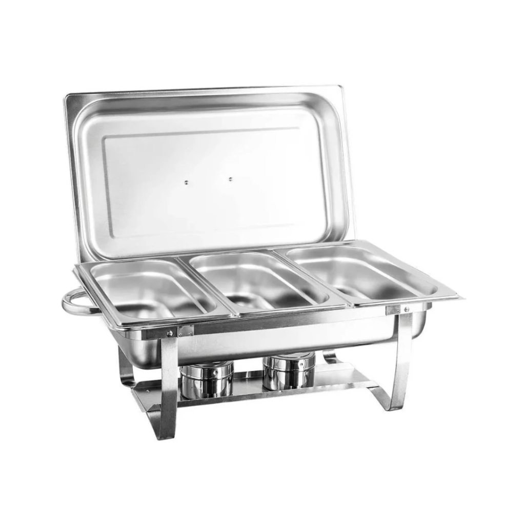 Rechaud Retangular em Aço com Inox Banho Maria e Fogareiro Buffet ...