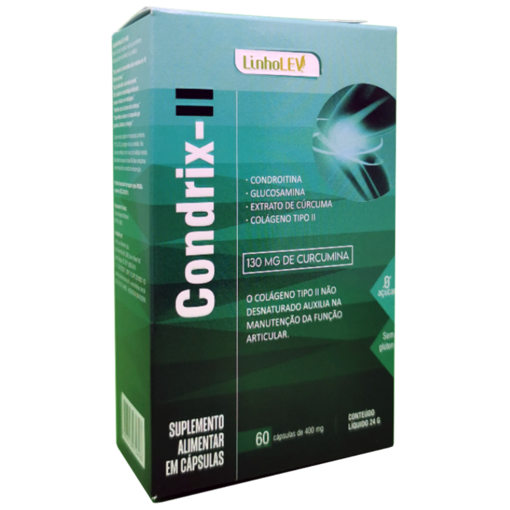 CONDRIX - II Colageno Tipo 2 Condroitina Glucosamina Extrato de Cúrcuma ...