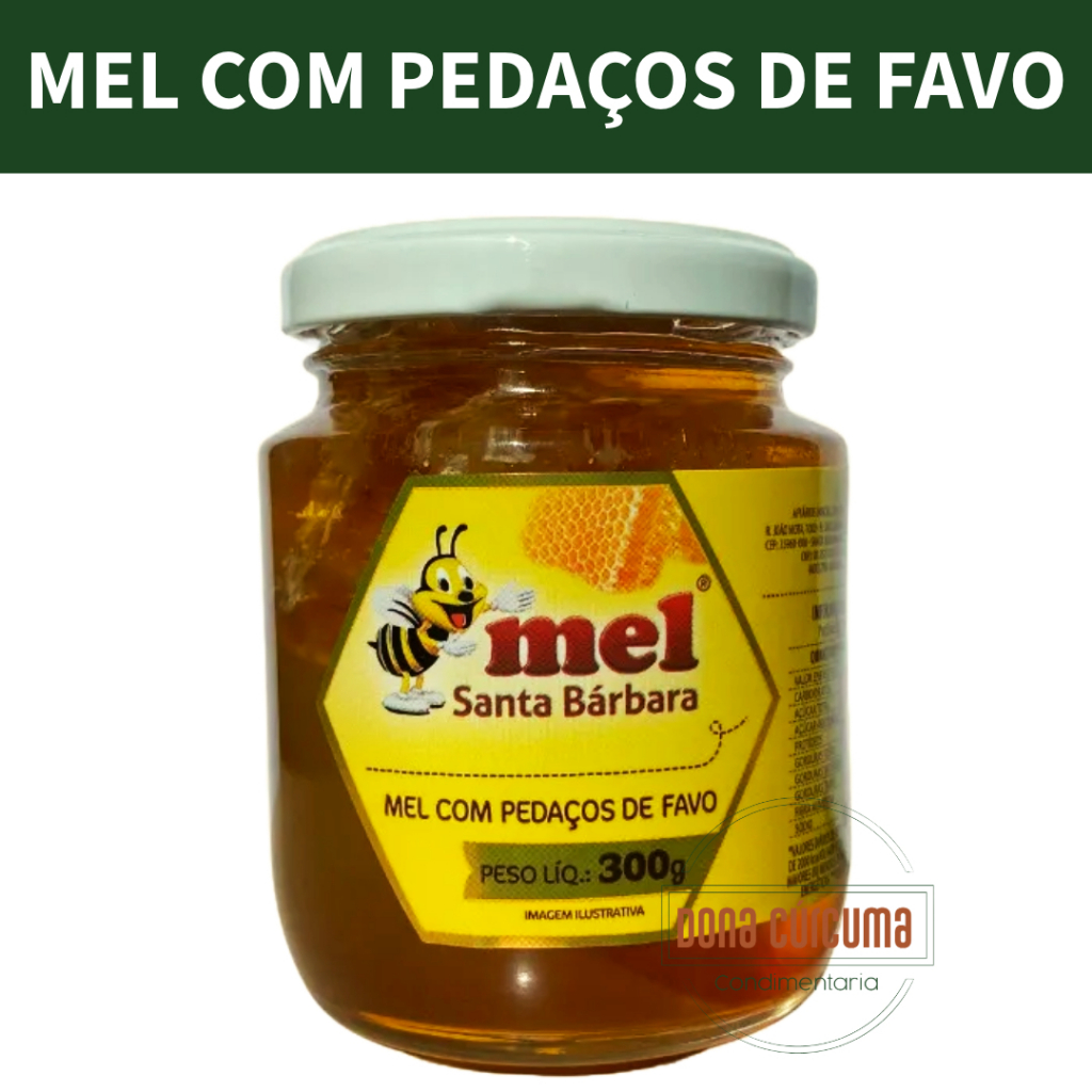 Mel com Favo 300g de Minas Gerais Pote de Vidro MEL SANTA BARBARA ...