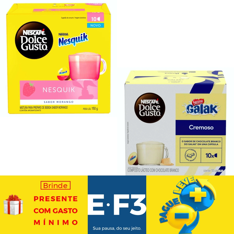 Kit 20 capsula Dolce Gusto sabores - Galak e Nesquik - 2 unidades ...