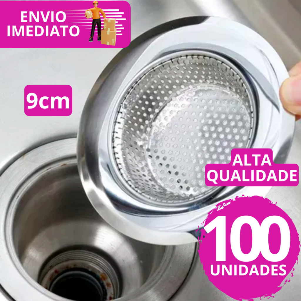Kit 100 Ralos De Pia Aço Inox 9cm Ralinho Protetor Para Cuba Cozinha ...