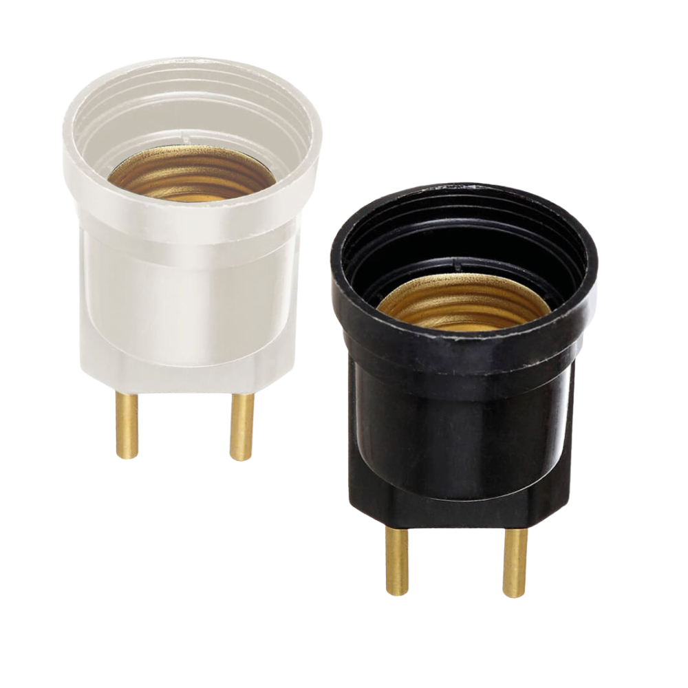Soquete Adaptador Bocal E27 Plugue Pino Macho Porta Lâmpada Bivolt Termoplástico | Shopee Brasil