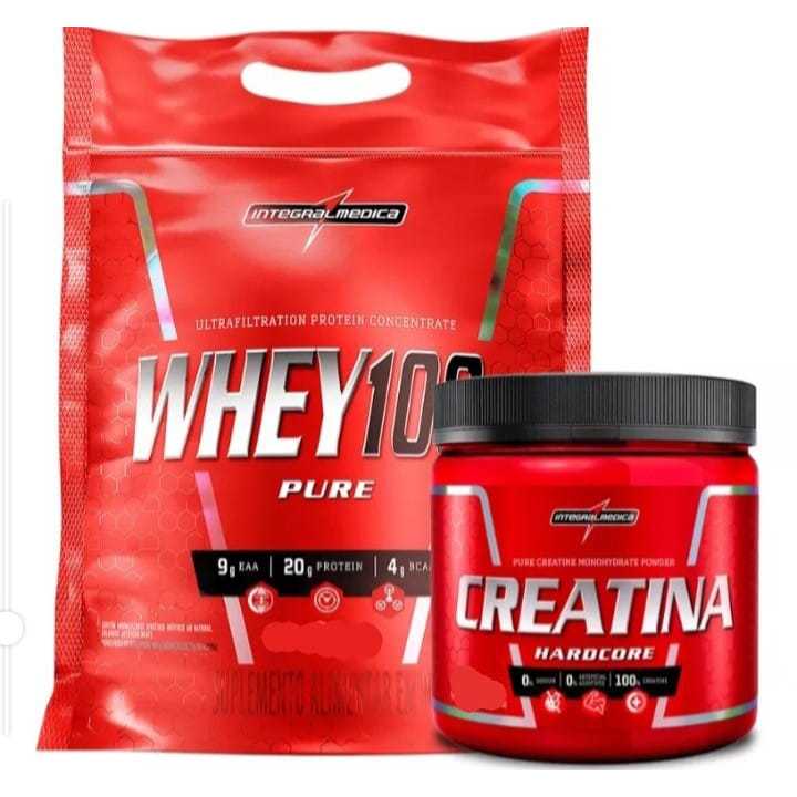 Creatina 300g Pura + Whey 100% Pure Refil 900g - Integralmedica | Shopee Brasil