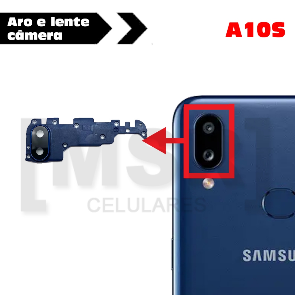 Aro e lente da câmera celular SAMSUNG modelo A10S | Shopee Brasil