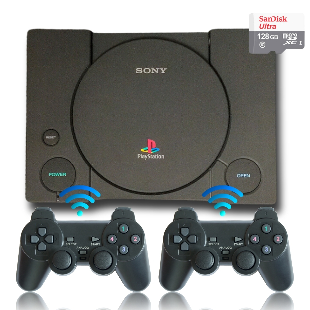Video Game Mini PS1 Black 150 mil Jogos 2 Controles sem fio 1000 Jogos PS1