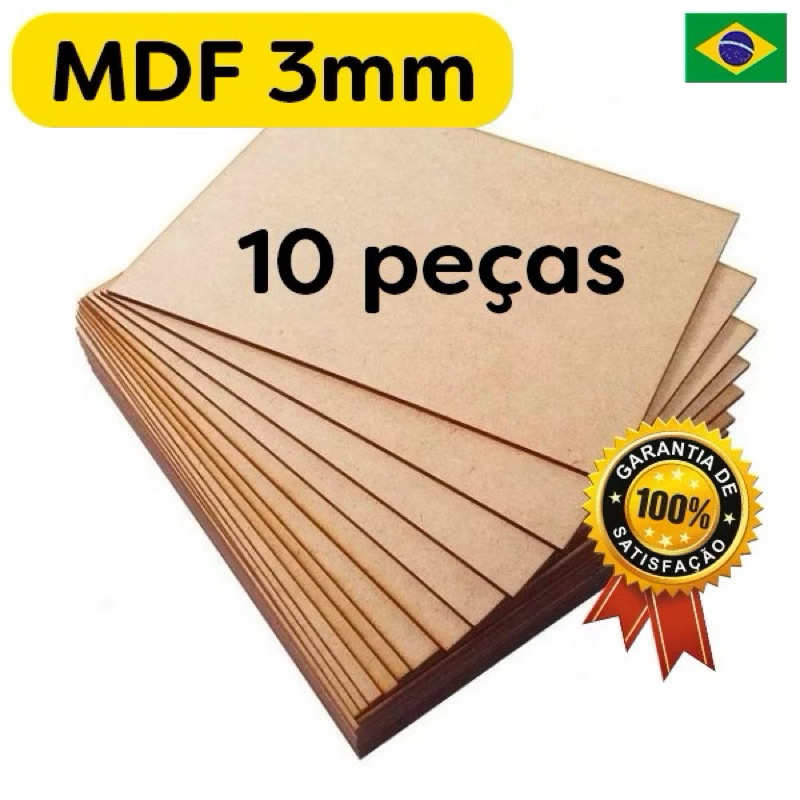 Kit 10 Chapas mdf cru 60x40 Chapa de MDF 10 peças 3mm Madeira pino ...