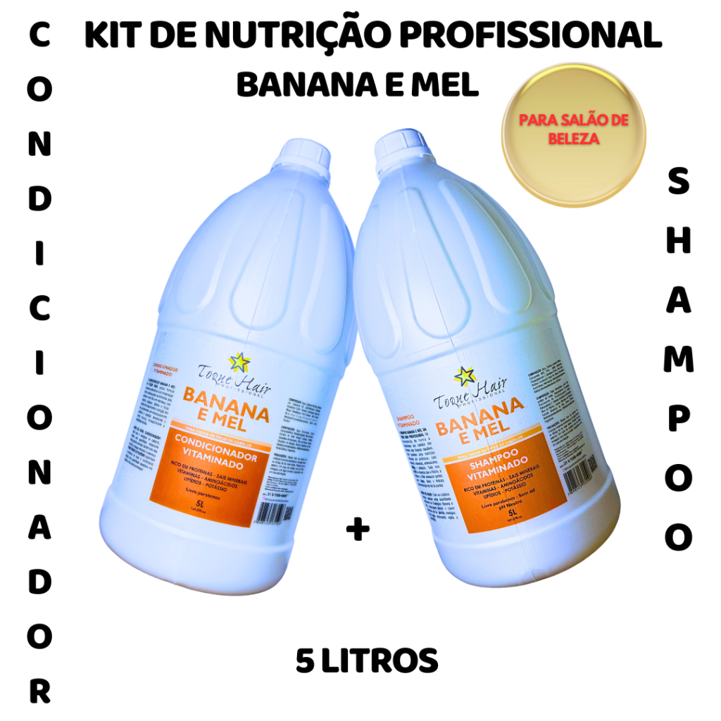 Kit Profissional Banana e Mel Nutrição Intensa Shampoo 5L Condicionador ...