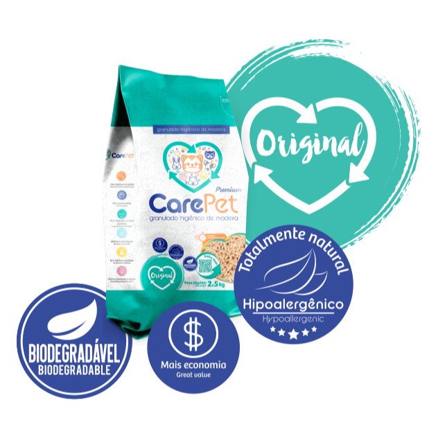 Granulado Higiênico de Madeira CarePet Premium Original 10kg | Shopee ...