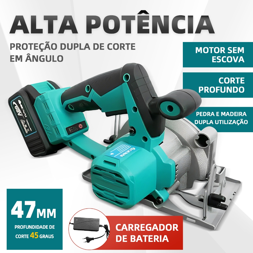 68V Serra Circular Sem Fio Recarregável E Portátil 2 Bateria | Shopee ...