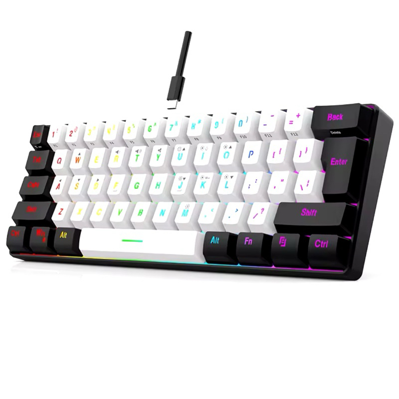 Teclado G61 Com Fio Type C Usb Oem Rgb Sensação Mecânica 60 Mini Teclado Gaming De