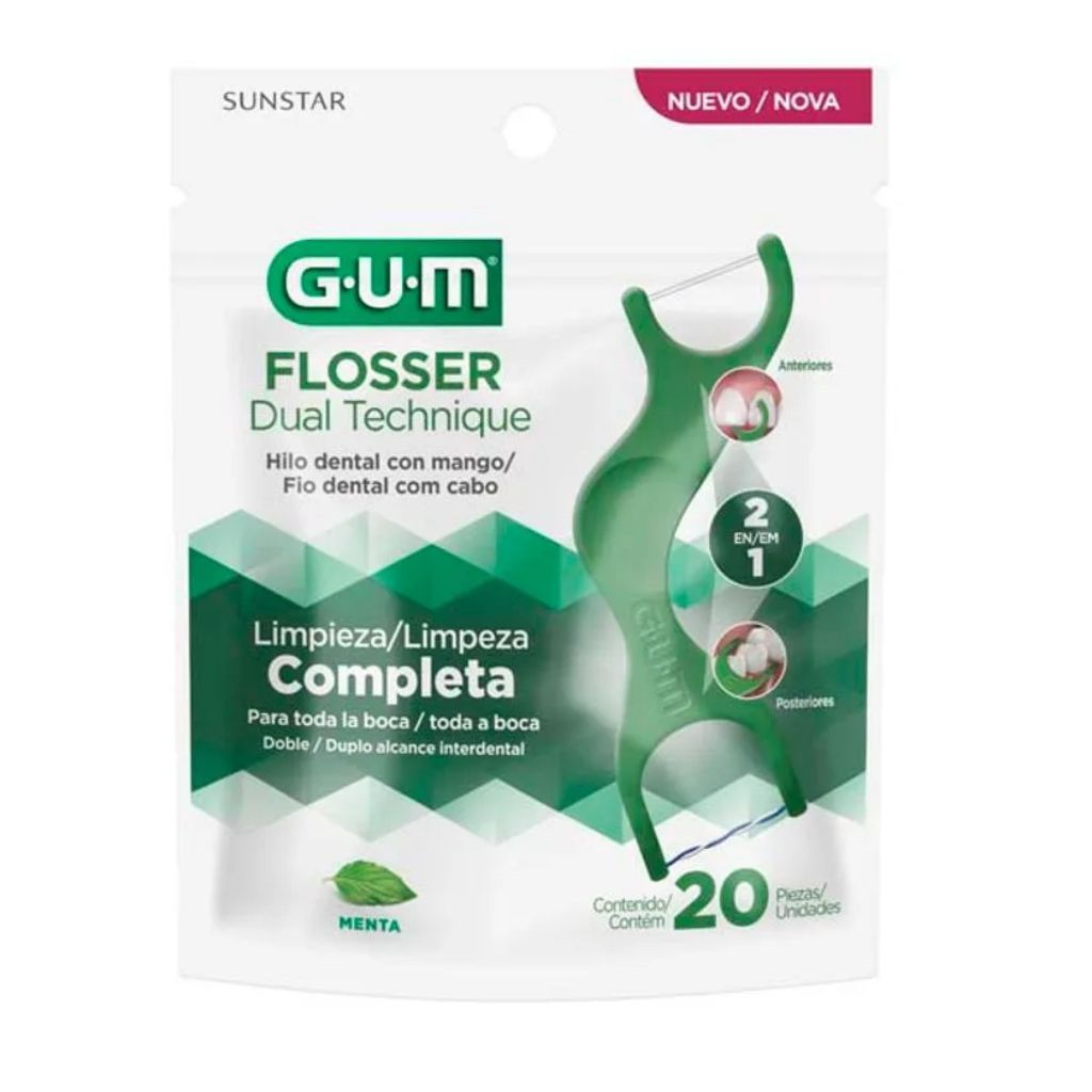 Fio Dental Flosser Dual Technique - Gum | Shopee Brasil