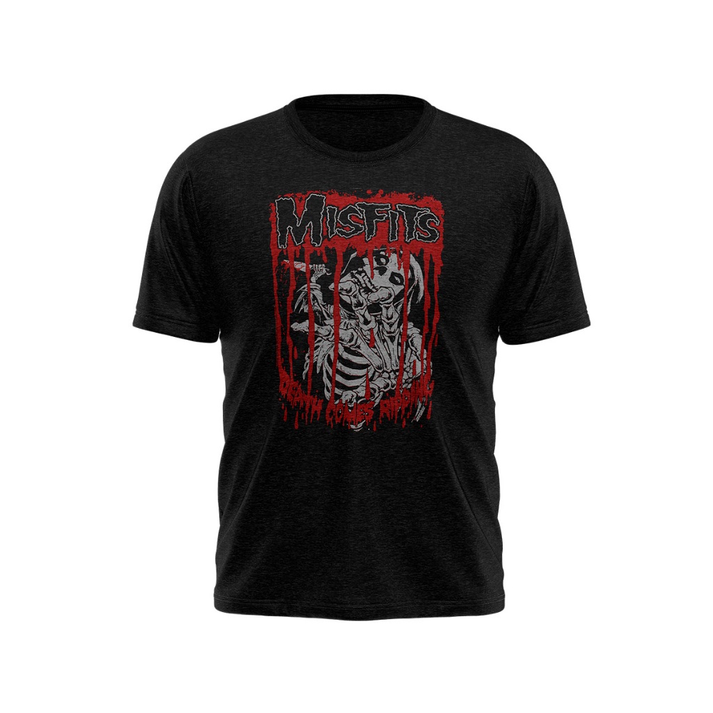 Camiseta Rock Punk Misfits Death Comes Ripping Misfits Algodão Premium ...