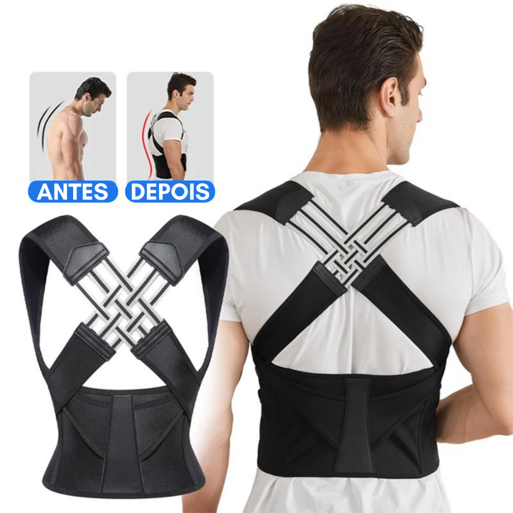 Cinta Colete Unissex Reforçada Corretor Postural Lombar e Coluna ...