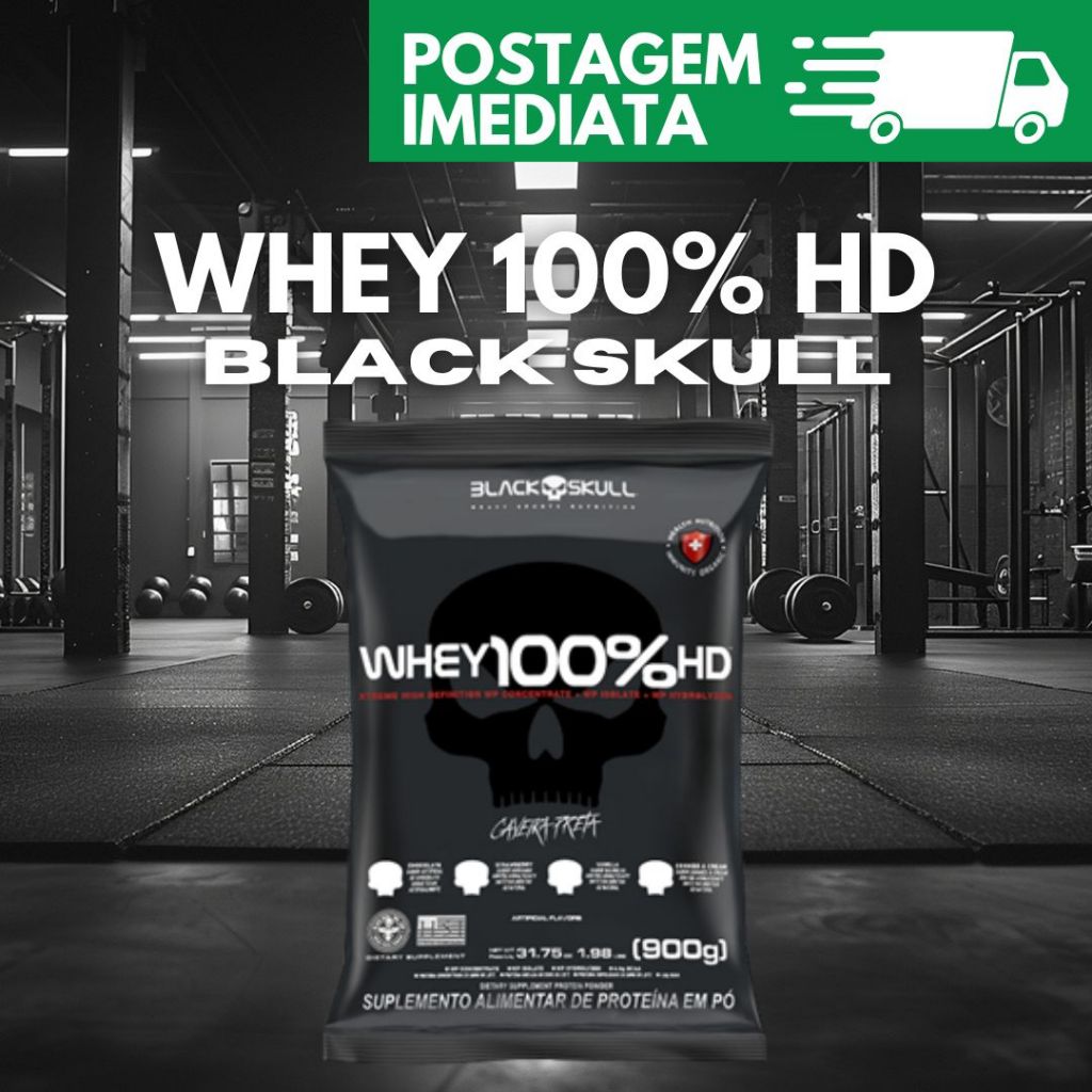 Whey 100% Hd Black Skull Chocolate Refil 900G | Shopee Brasil