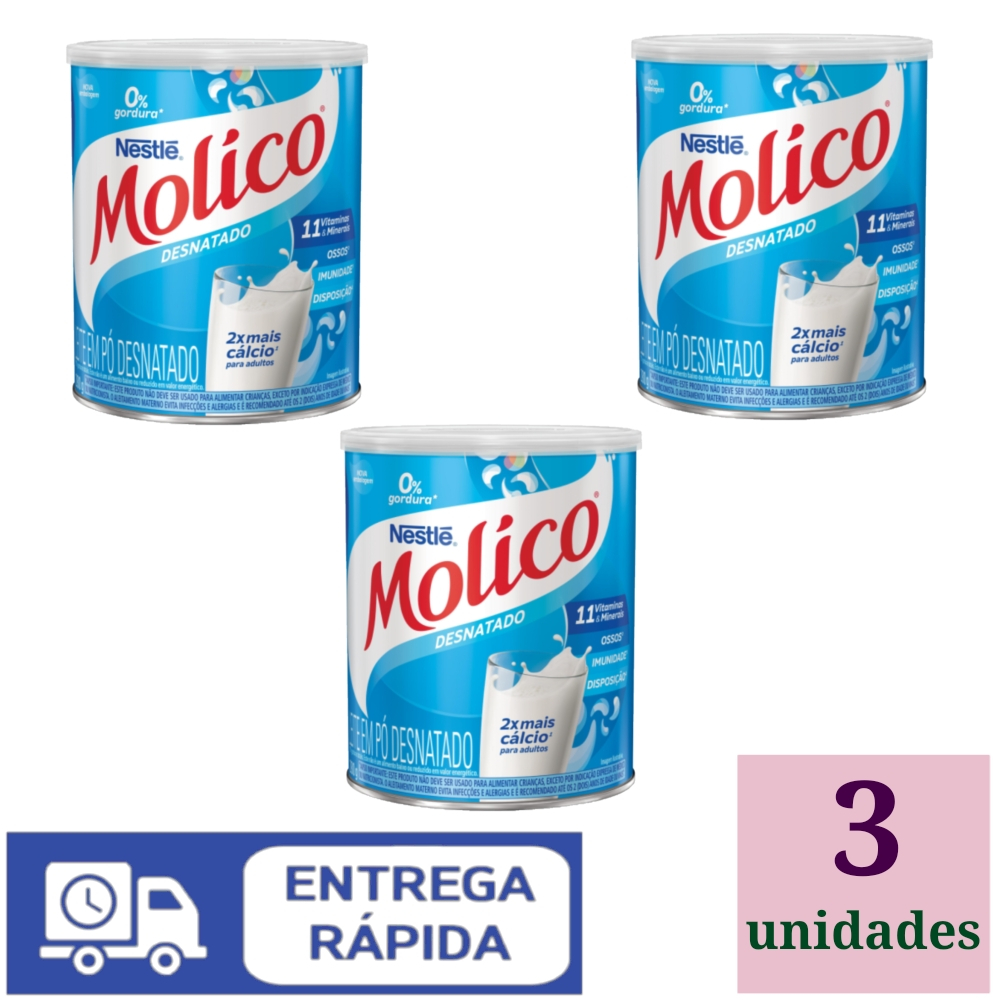 Leite Molico Desnatado Nestlé Lata 280g - 3 UND | Shopee Brasil