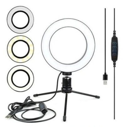 Ring Light Led Mesa Iluminador Pequena Com Tripé 6 Polegada 16cm -Atacado | Shopee Brasil