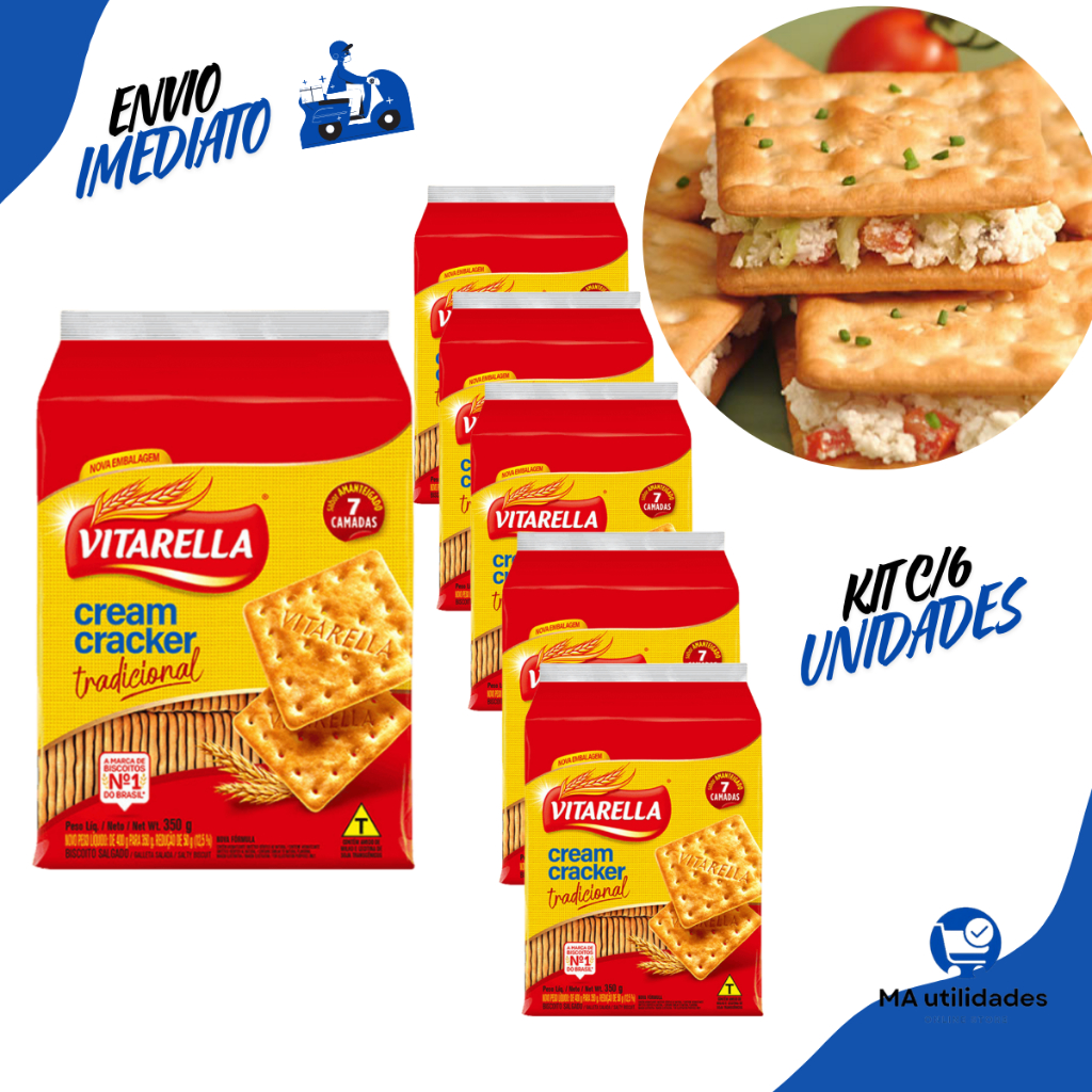 Biscoito Vitarella Cream Cracker Tradicional Kit C/6 Pacotes | Shopee ...