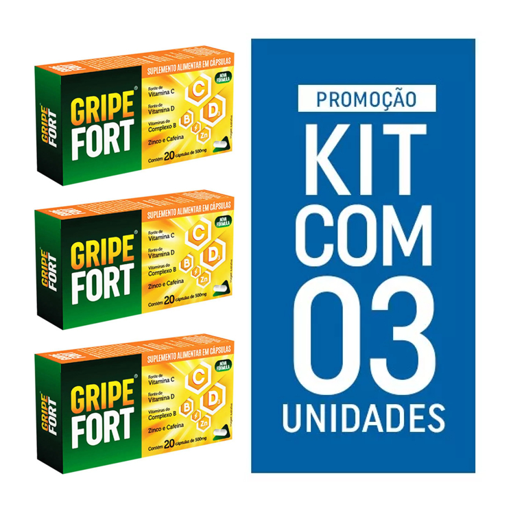 Gripe Fort 500mg com 20 Cáps. - Eurofito - Kit com 3 Caixas | Shopee Brasil
