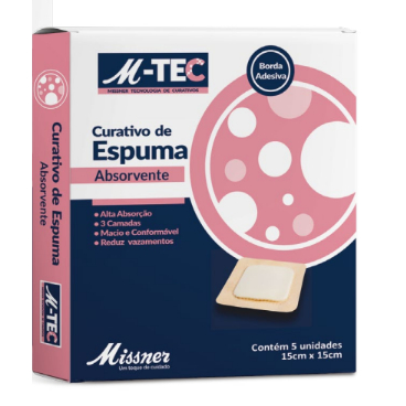 Curativo de Espuma Absorvente M-TEC Missner 15cm x 15cm com borda - Kit ...