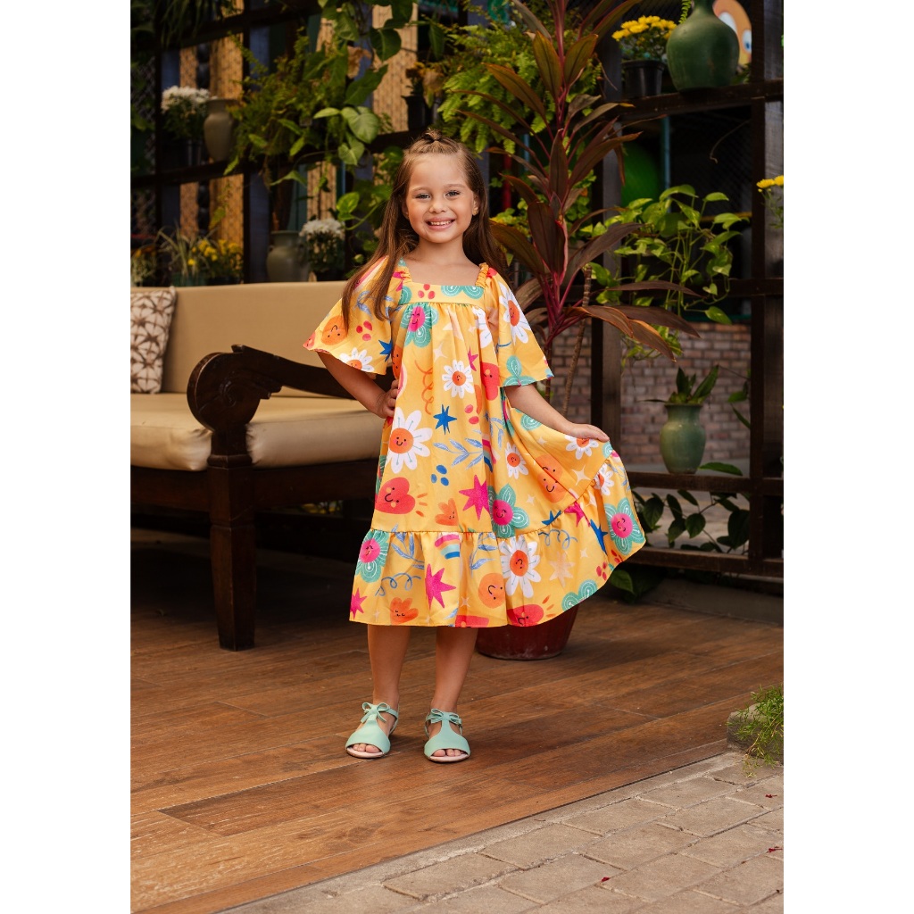 Vestido Infantil Menina Verão Tamanhos 4/12 anos 3 Maria Moda Casual ...