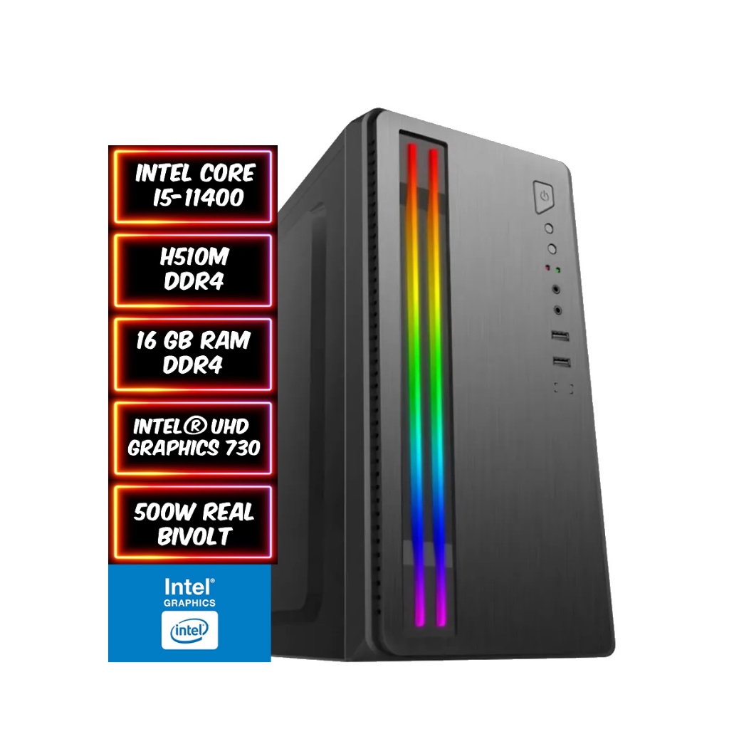 PC HOME OFFICE INTEL CORE I5 11400, 16GB RAM, NVME 256GB, 500W, WI-FI ...
