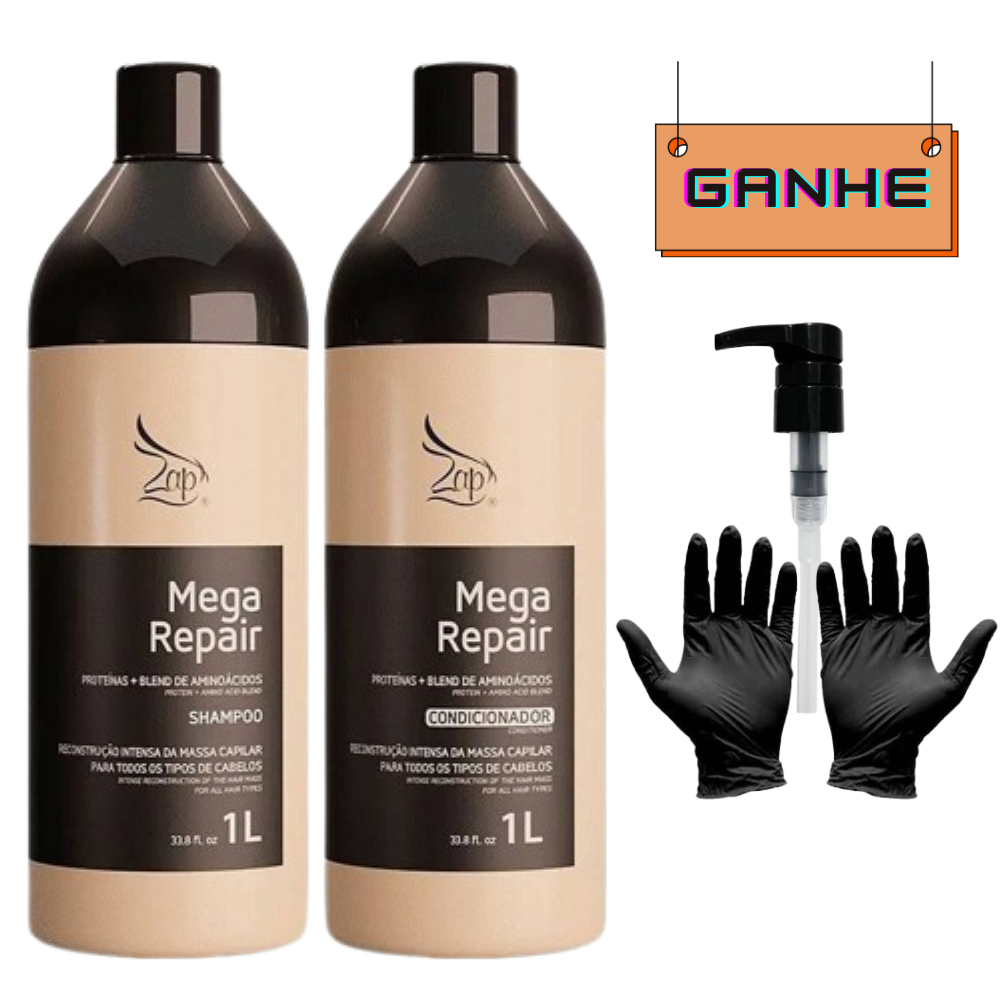 Zap Kit Mega Repair Shampoo 1L e Condicionador 1L 2x1000ml | Shopee Brasil
