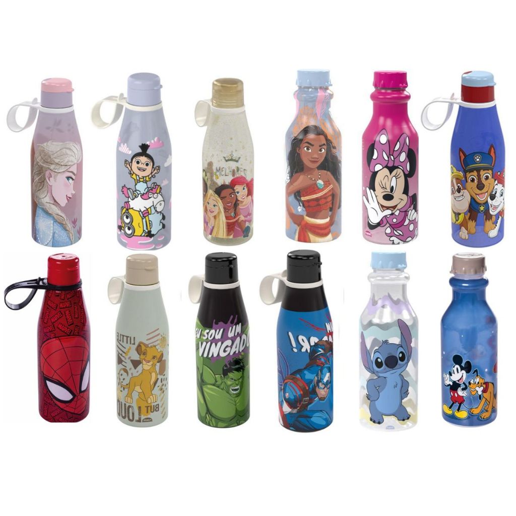 Garrafinha Infantil de agua Personalizado 500ml BPA Free Minnie Mickey ...