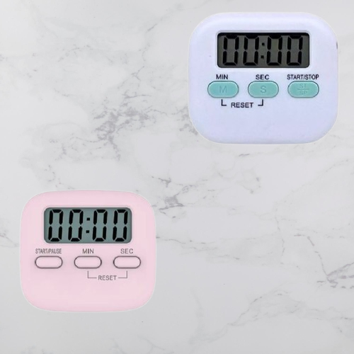 Mini Timer Digital Portátil 7,5x5Cm Branco Ou Rosa Temporizador Com ...