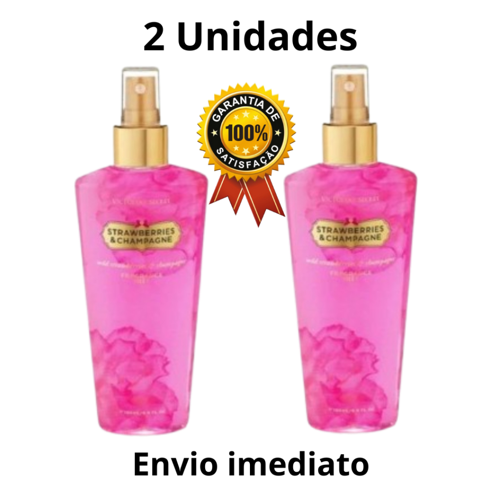 Kit 2 colonias body splash Morango e Champagne 250ml | Shopee Brasil
