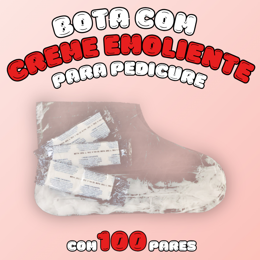 Bota com Creme Emoliente Pedicure C/100 Pares Cosmetize | Shopee Brasil